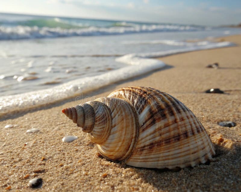 Sea shell on the beach stock photo. Image of shore, insect - 360583420