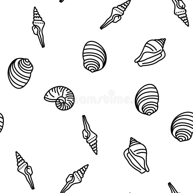 Sea Shell Beach Summer Ocean Vector Seamless Pattern Stock Vector ...