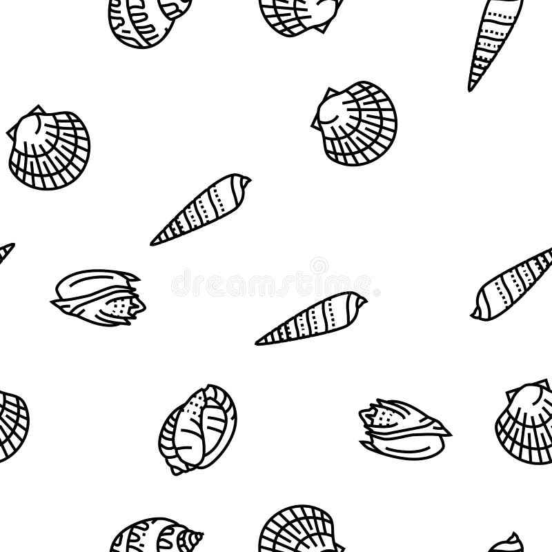Sea Shell Beach Summer Ocean Vector Seamless Pattern Stock Vector ...