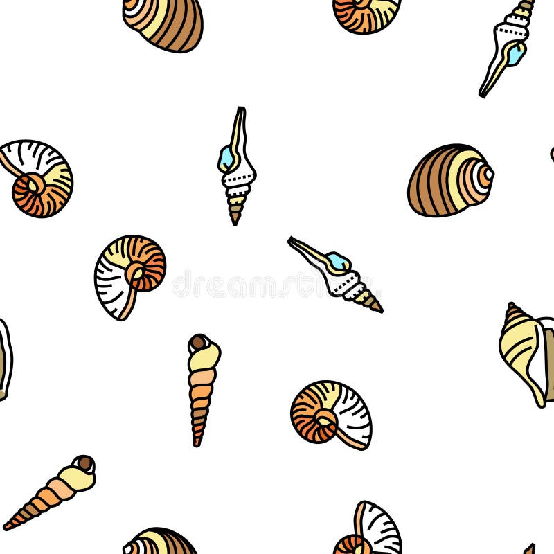 Sea Shell Beach Summer Ocean Vector Seamless Pattern Stock Vector ...