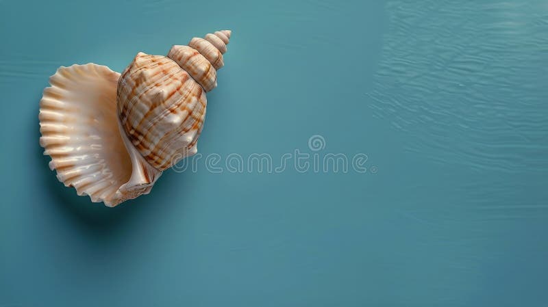 Sea Shell on Blue Background Stock Photo - Image of shellfish, single ...