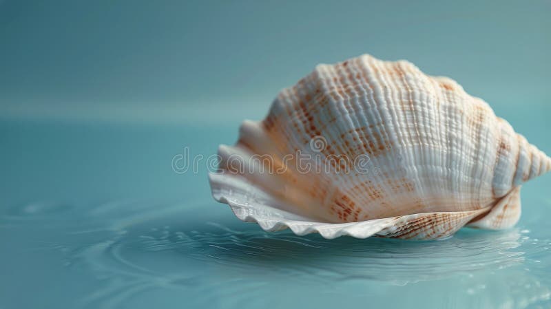Sea Shell on Blue Background Stock Photo - Image of aquatic, background ...