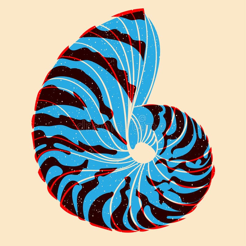 Sea Shell. Colorful Cute Screen Printing Effect. Riso Print Effect ...