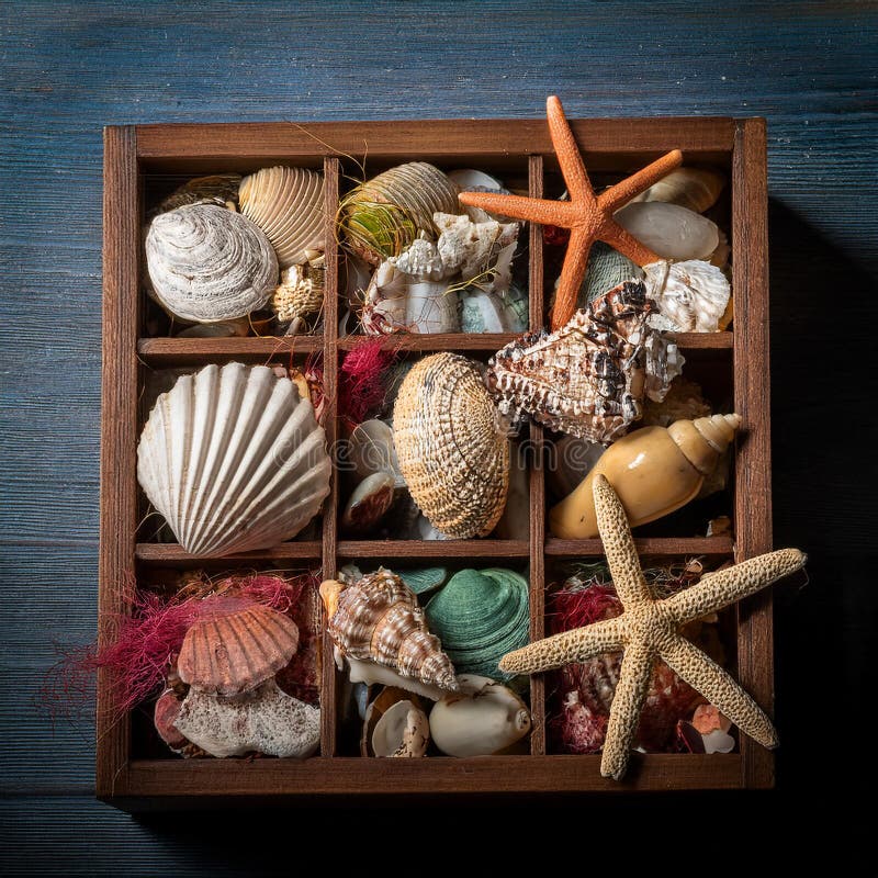 Sea Shell Display Box Filled with Shells, Starfish and Scented ...