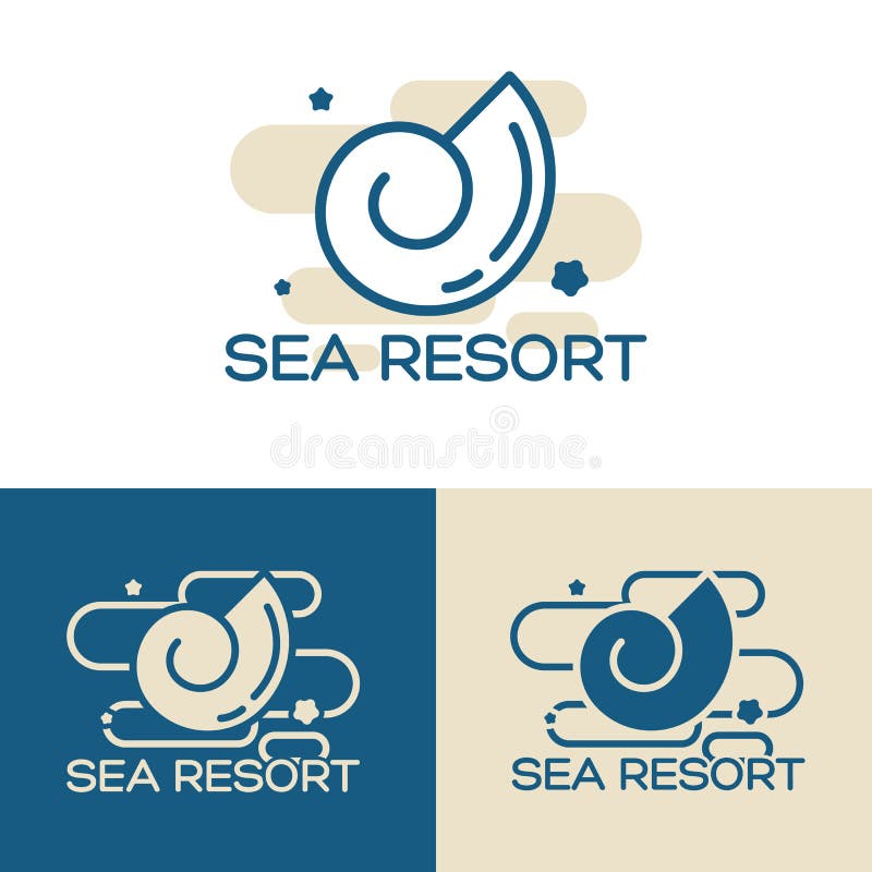 Sea shell logo set stock vector. Illustration of icon - 77465093
