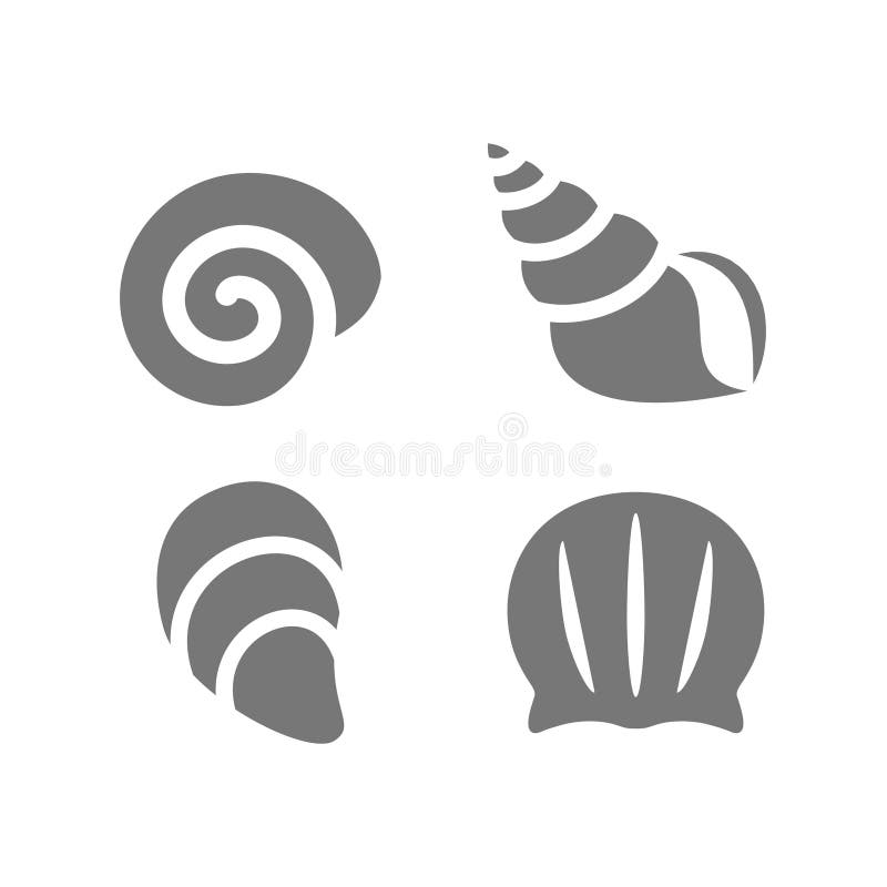 Sea Shell and Mussels Vector Icon Set Stock Vector - Illustration of ...