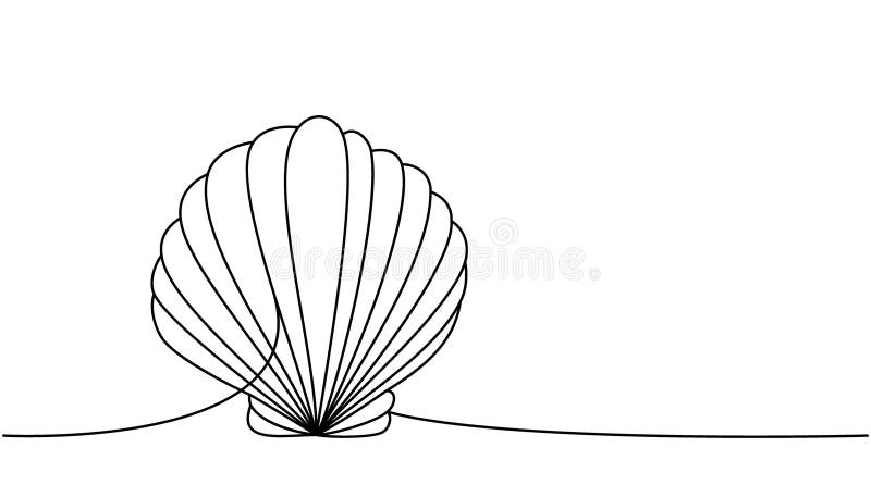 Sea Shell One Line Continuous Drawing. Tropical Underwater Shell ...
