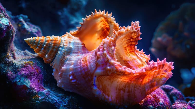 A Sea Shell Opens Its Mouth on a Rock, Great for Beach or Ocean Theme ...