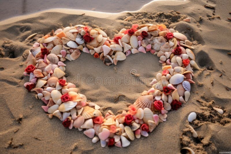 Sea Shell Path Laid Out in a Heart Shape Stock Photo - Image of summer ...
