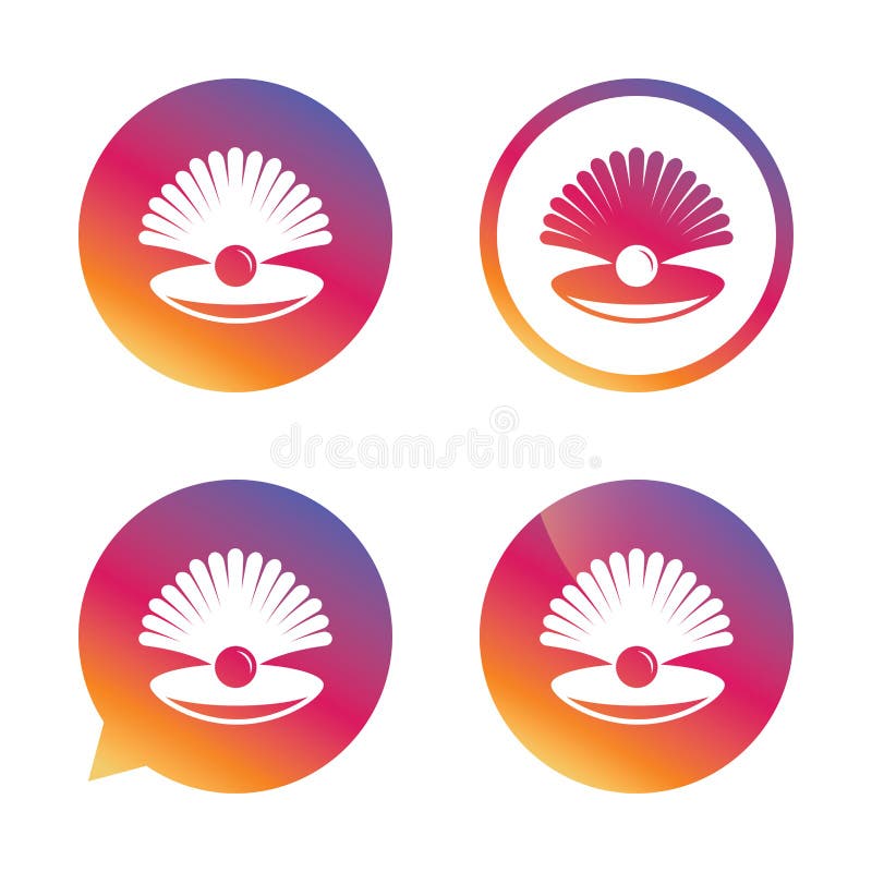 Sea Shell with Pearl Sign Icon. Conch Symbol Stock Vector ...