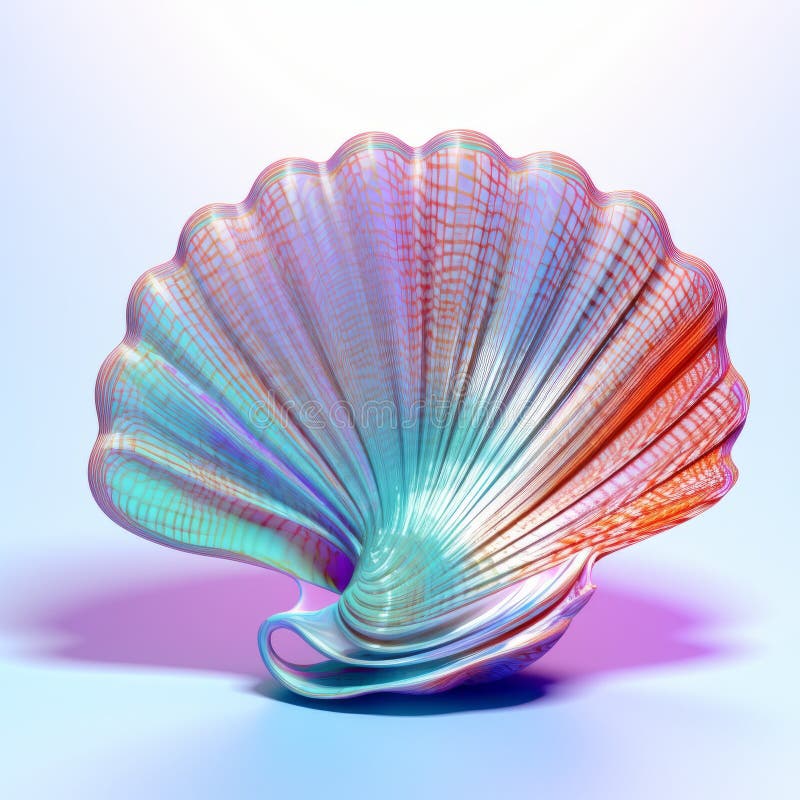 Colorful Shell: 3d Rendering of Iridescent Blue Pattern Stock ...