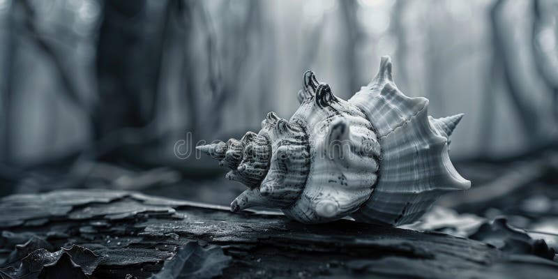 A Sea Shell Resting on a Wooden Log, Suitable for Nature and Beach ...