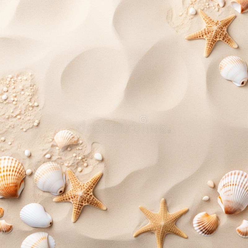 A Shell in the Sand on the Beach. Generative AI Stock Illustration ...