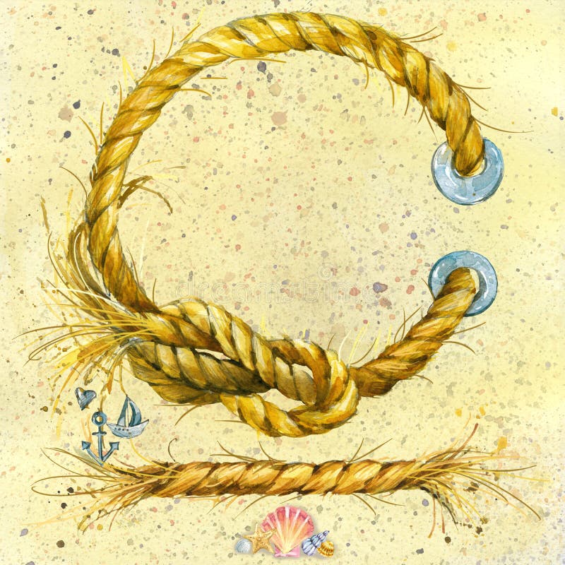 Sea Shell on Sea Send. Watercolo Stock Illustration - Illustration of ...