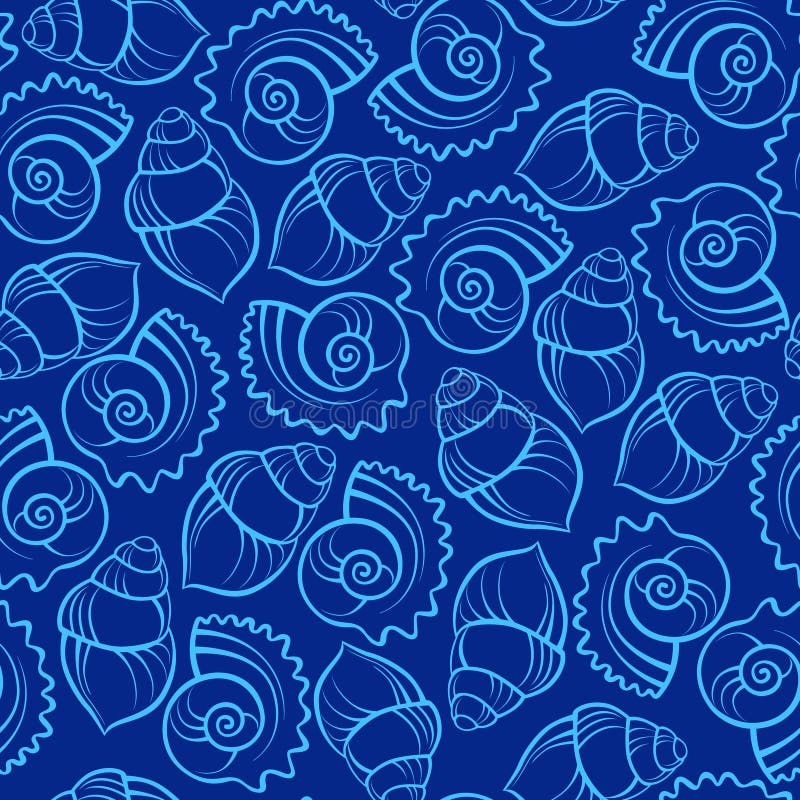 Sea shell seamless pattern stock vector. Illustration of black - 26958426