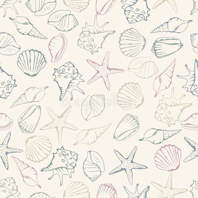 Sea shell seamless pattern stock vector. Illustration of black - 26958426