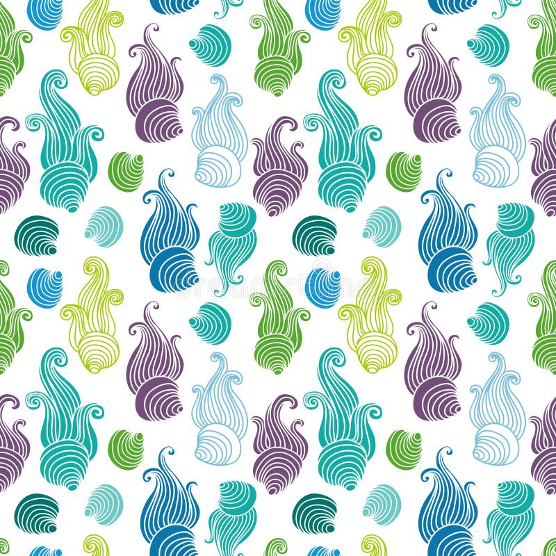 Sea Shell Seamless Vector Pattern Stock Vector - Illustration of repeat ...