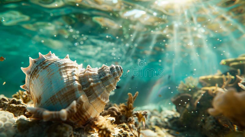 A Sea Shell is Seen Under the Water Stock Image - Image of shell ...