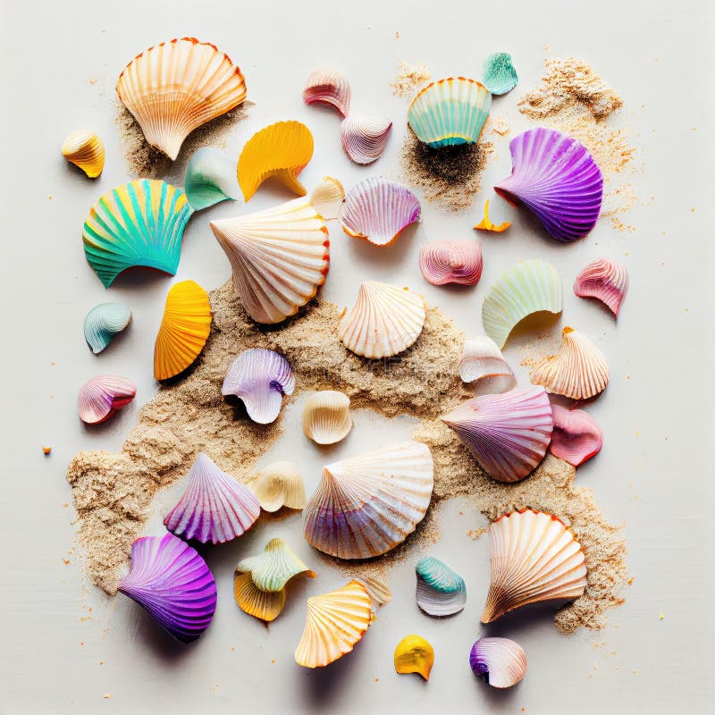 Sea Shell Texture Background, Colorful Seashell Pattern, Sea Shells on ...