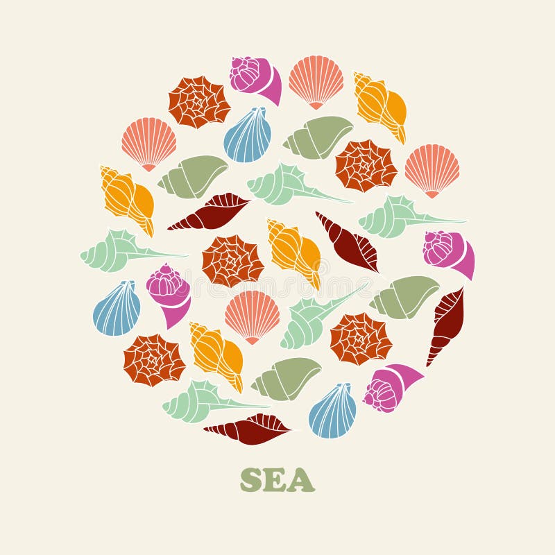 Sea Shell Vector Illustration of Color Silhouettes Stock Vector ...