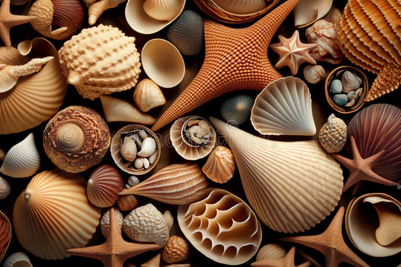 Sea Shells Beach Background. Shell Texture Background. Pebble Sea Beach ...