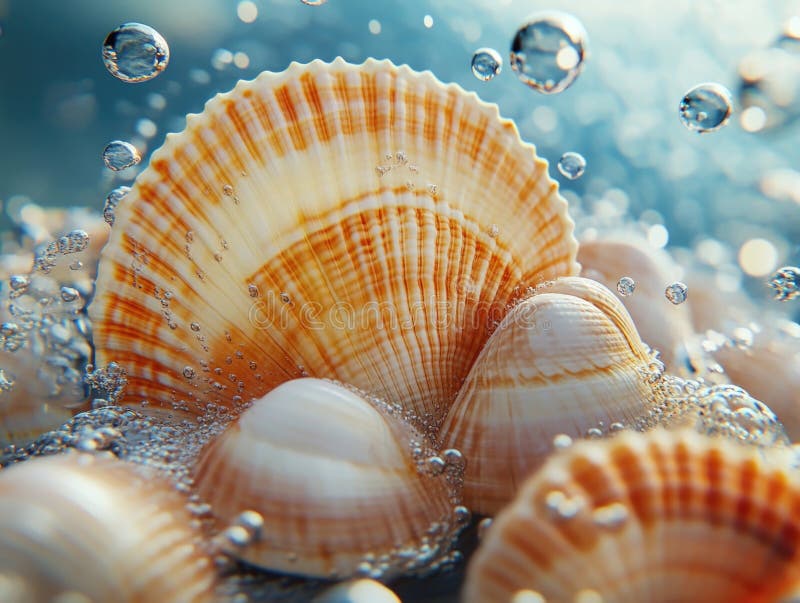 Sea Shells Floating stock image. Image of shells, blue - 381667861