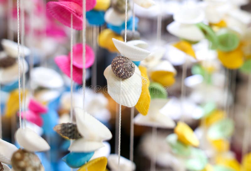 Sea Shells Hang on the Ropes Stock Image - Image of crafts, texture ...