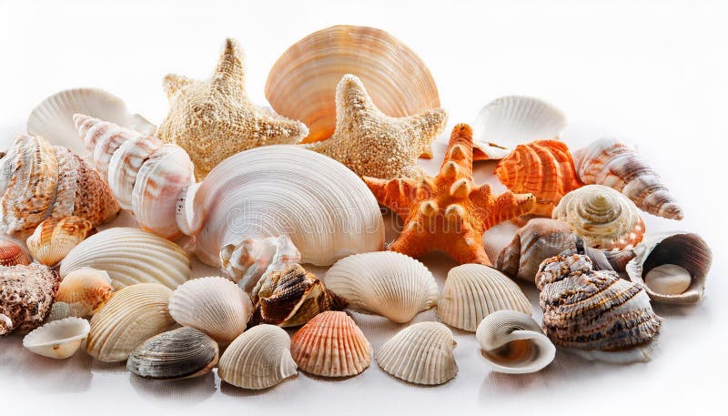 Sea Shells Isolated on the White Stock Illustration - Illustration of ...