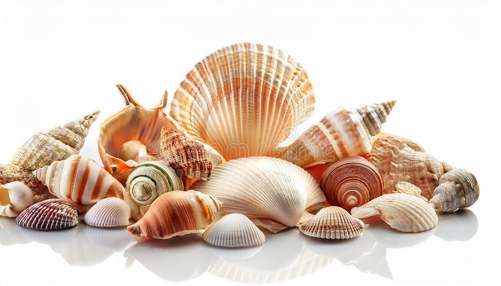 Sea Shells Isolated on the White Stock Illustration - Illustration of ...