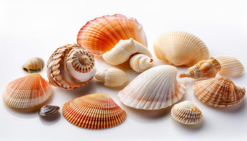 Sea Shells Isolated on the White Stock Illustration - Illustration of ...
