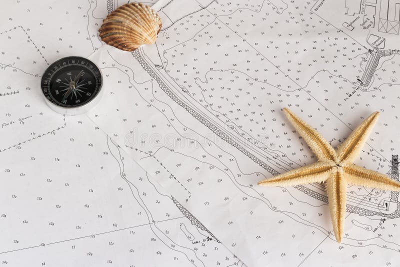 Nautical Charts with Triangles and Pencil Stock Photo - Image of ...