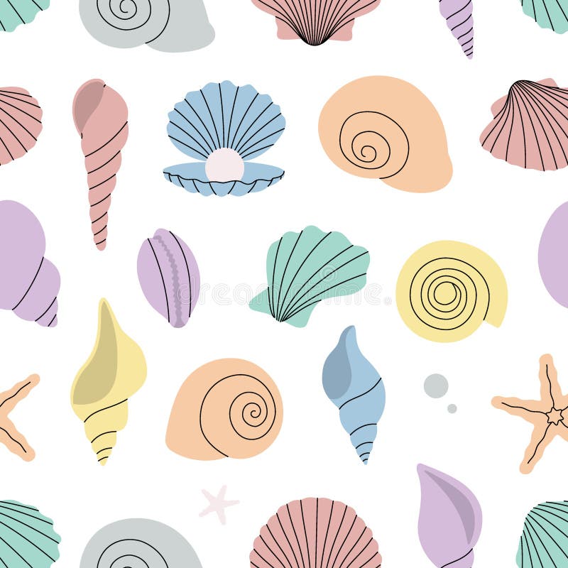 Tropical Underwater Shells Set. Freshwater Algae, Corals, Starfish, Sea ...