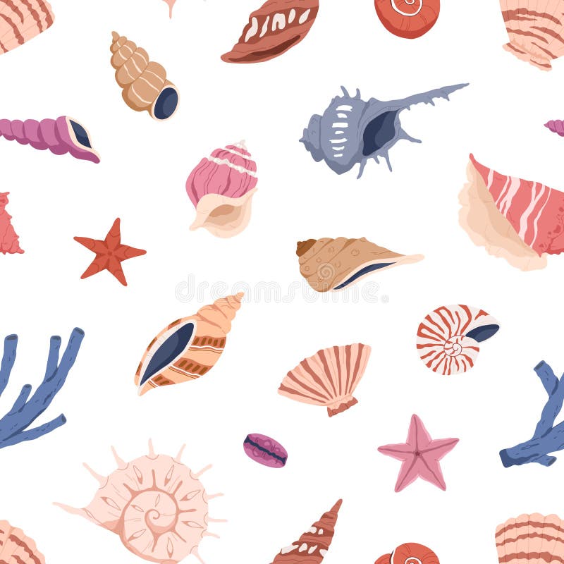 Seashells Seamless Repeating Pattern Stock Illustrations – 219 ...