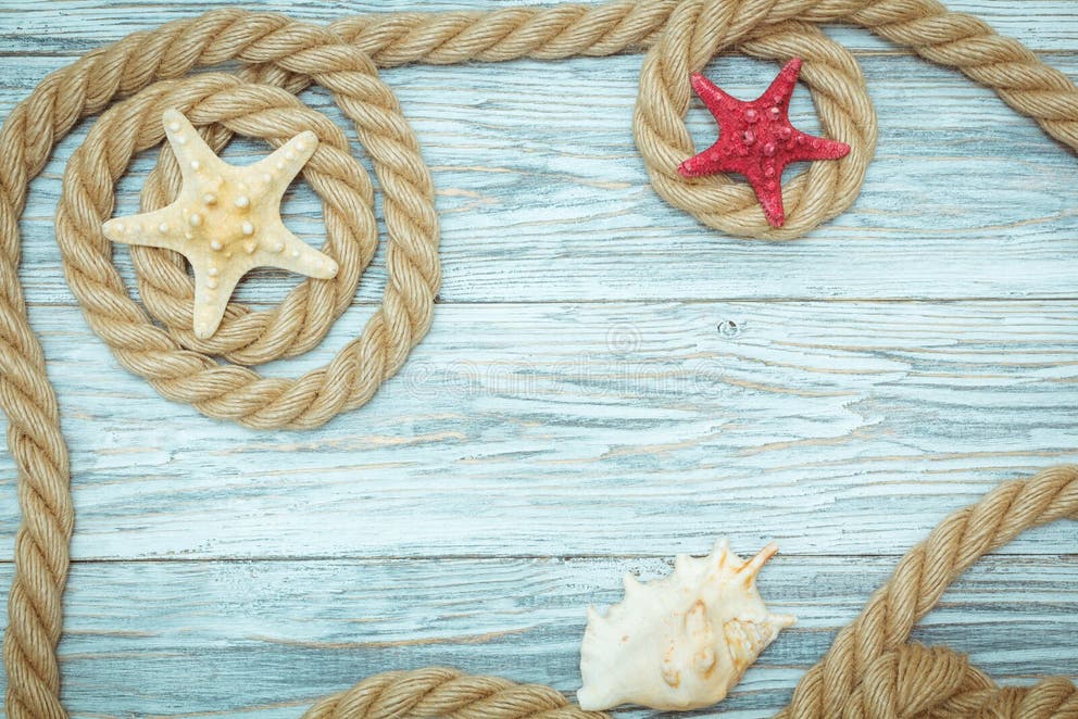 Sea Shells and Rope on Old Boards Stock Photo - Image of people, atop ...