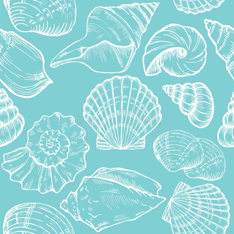 Sea shells seamless stock vector. Illustration of background - 74195000