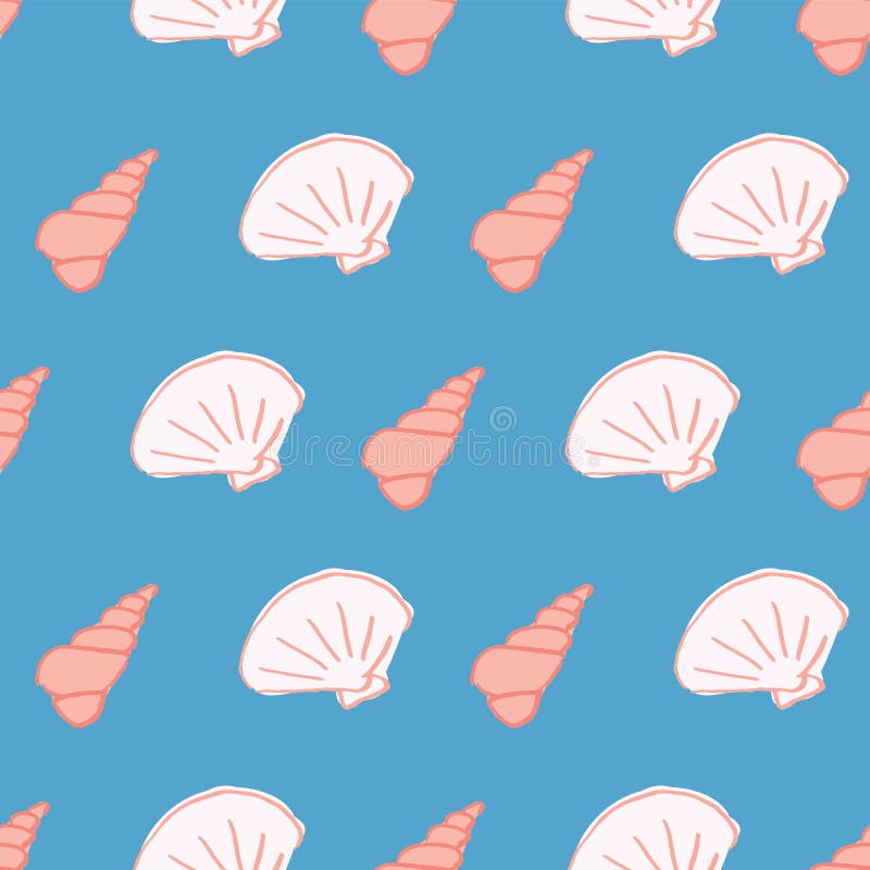 Sea Shells Seamless Pattern Design Stock Vector - Illustration of ...