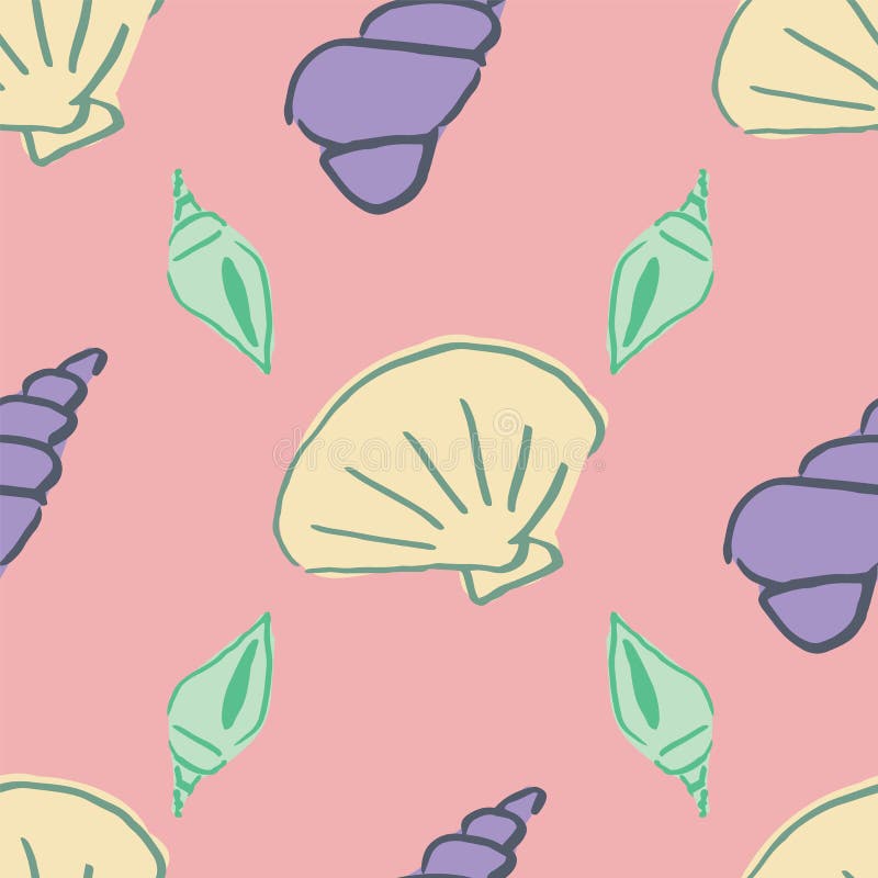 Sea Shells Seamless Pattern Design Stock Vector - Illustration of ...