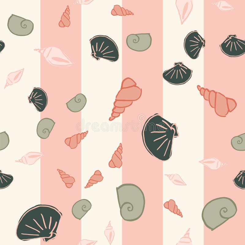 Sea Shells Seamless Pattern Design Stock Vector - Illustration of beach ...