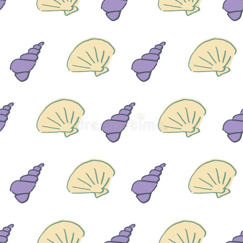 Sea Shells Seamless Pattern Design Stock Vector - Illustration of ...