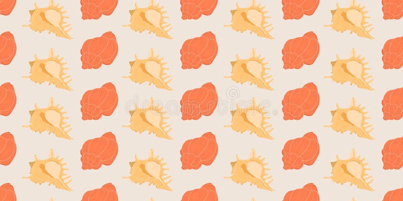 Sea Shells Seamless Pattern Stock Illustration - Illustration of pattern, conch: 375913972