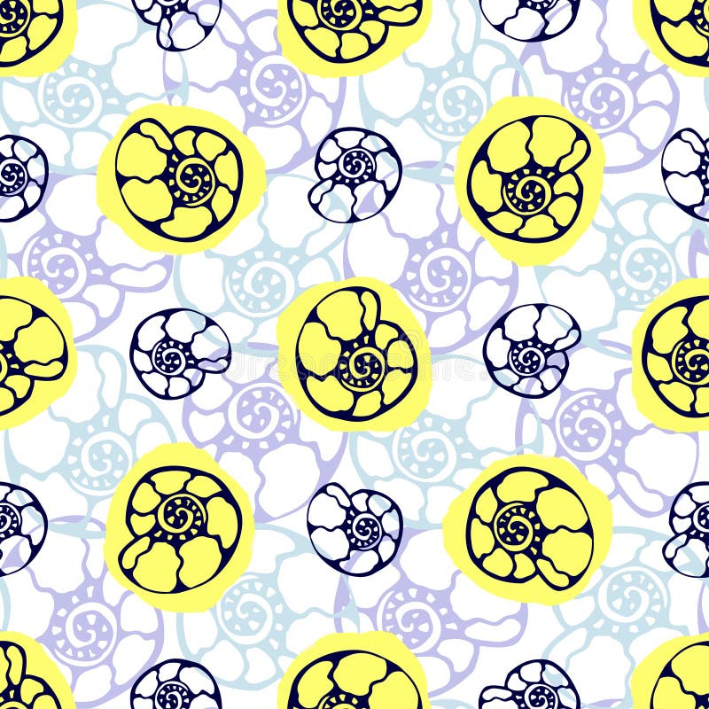 Sea Shells Seamless Pattern. Vector Marine Background Texture for ...