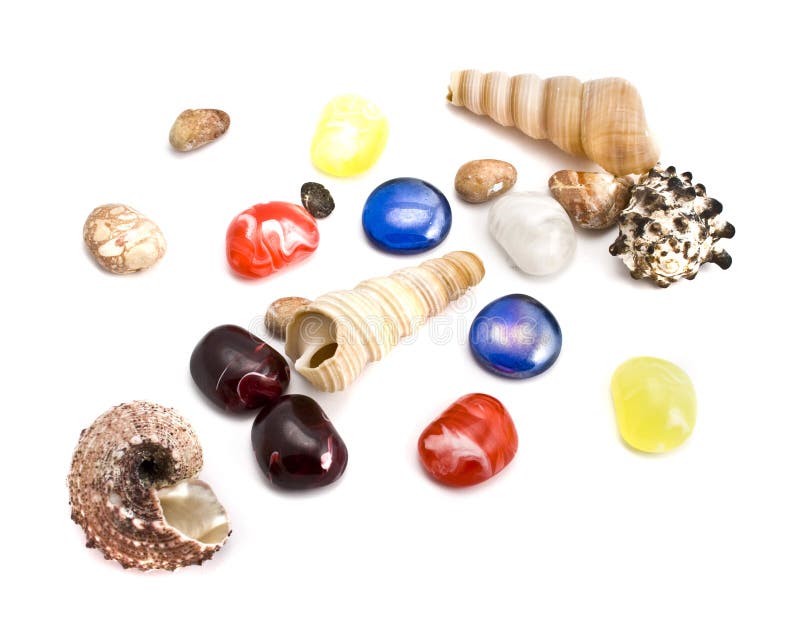 Sea Shells and Semiprecious Stones Stock Photo - Image of gemmology ...