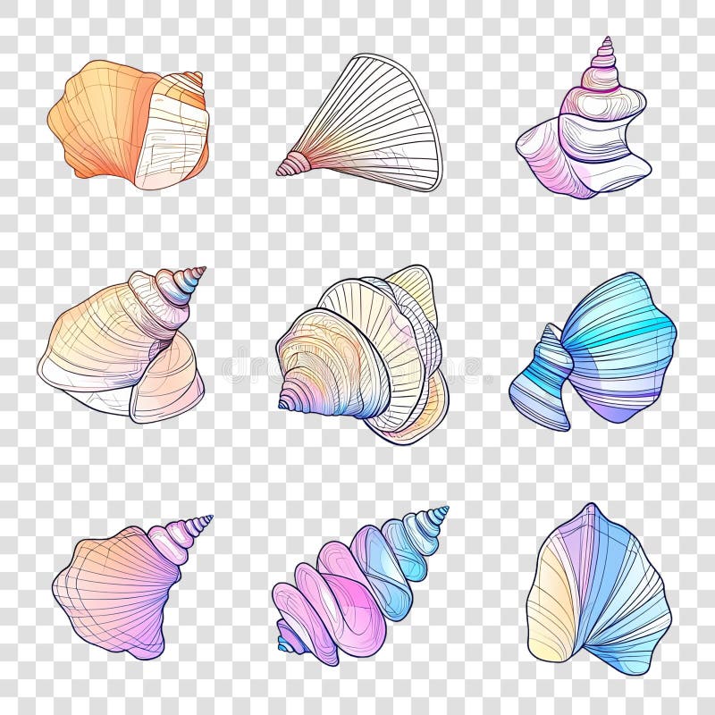 Sea shells set stock photo. Illustration of orange, marine - 341489814