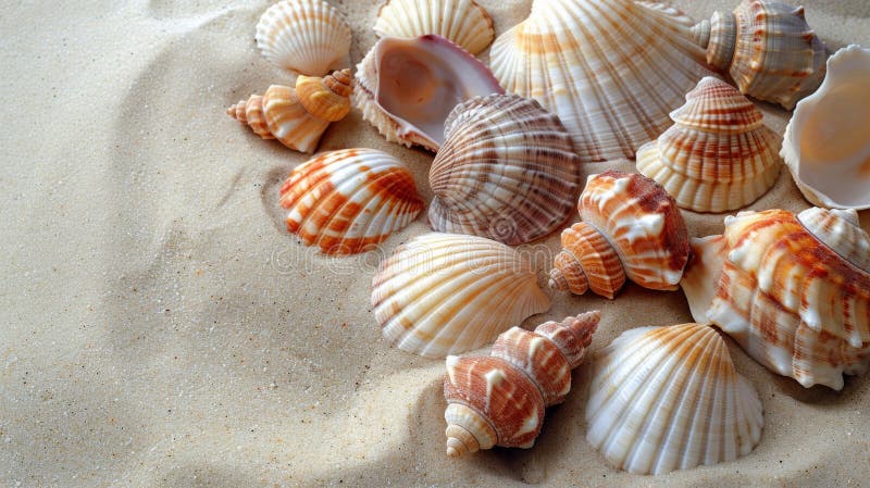 Sea Shells and Starfish on a Sandy Beach Stock Image - Image of ...