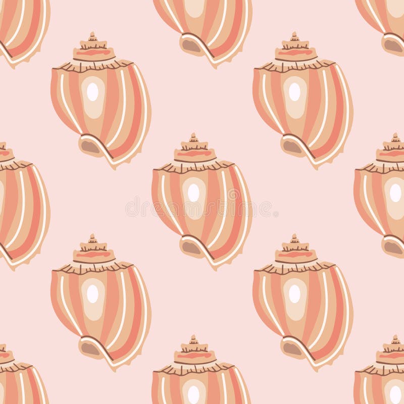 Sea Shells Vector Seamless Pattern, Mollusks. Flat Illustration of ...