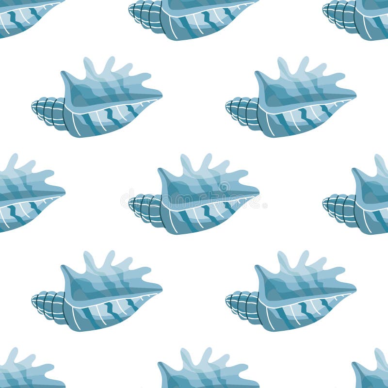 Sea Shells Vector Seamless Pattern, Mollusks. Flat Illustration of ...