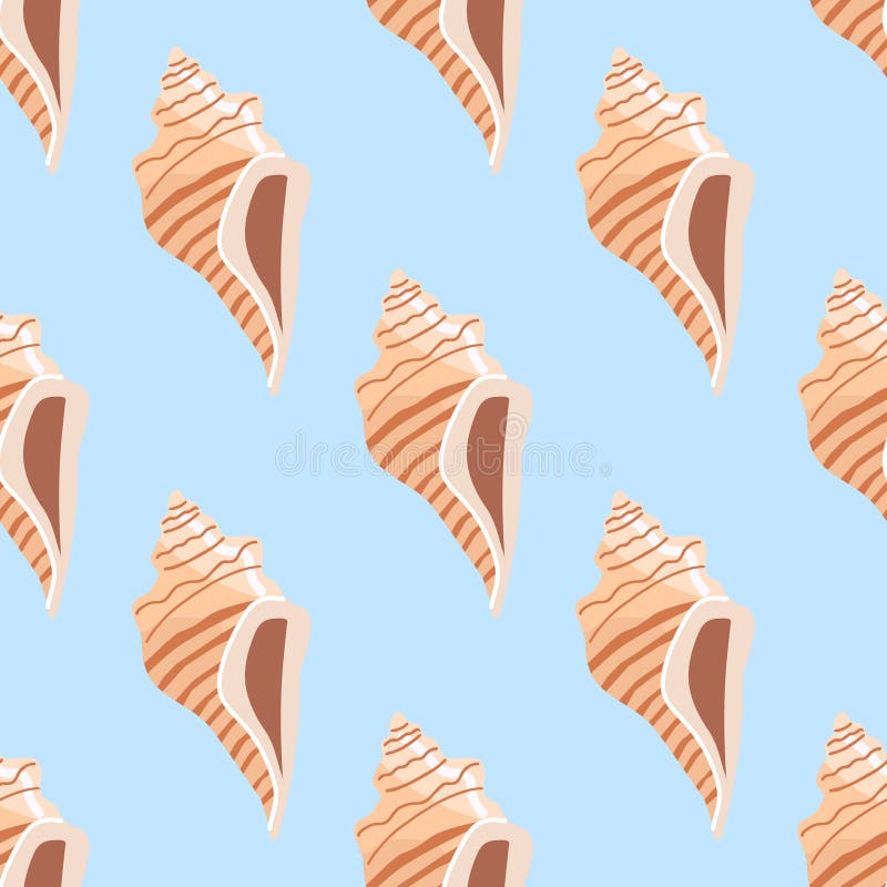 Sea Shells Vector Seamless Pattern, Mollusks. Flat Illustration of ...