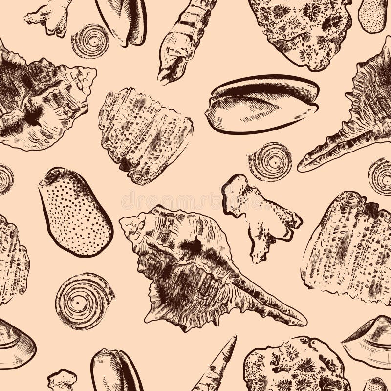 Sea Shells Vintageseamless Pattern Texture Stock Illustration ...