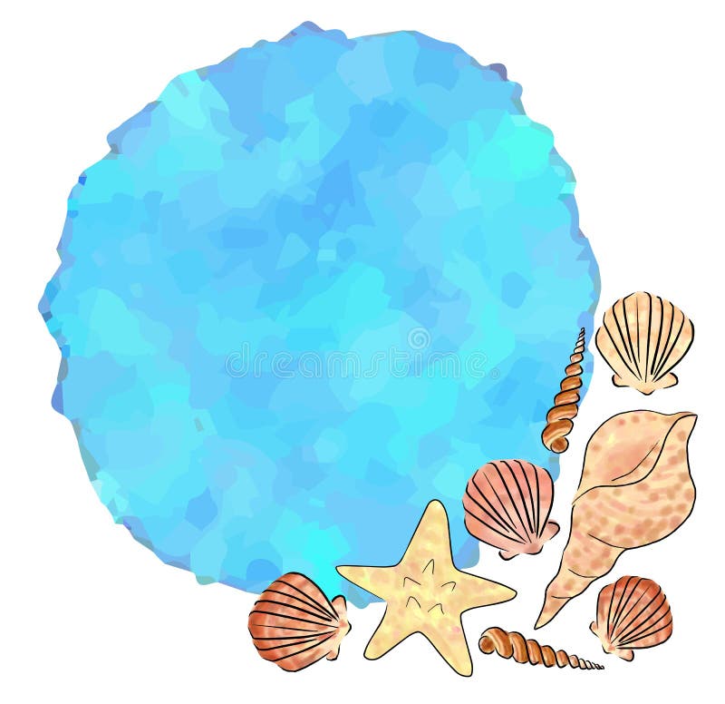 Sea shells stock vector. Illustration of tropical, watercolor - 56153640