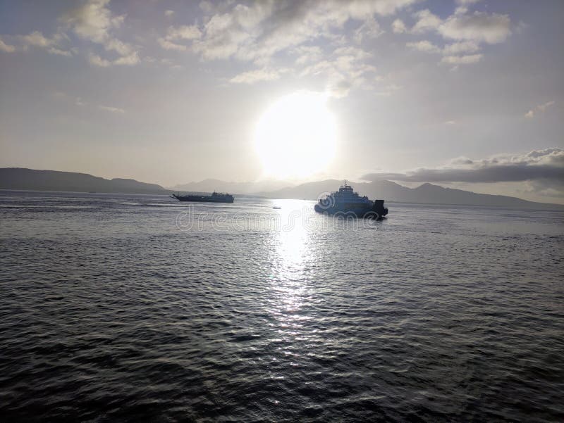 Sea Ship Ferry Bali Java Ocean in the Morning Stock Photo - Image of ...
